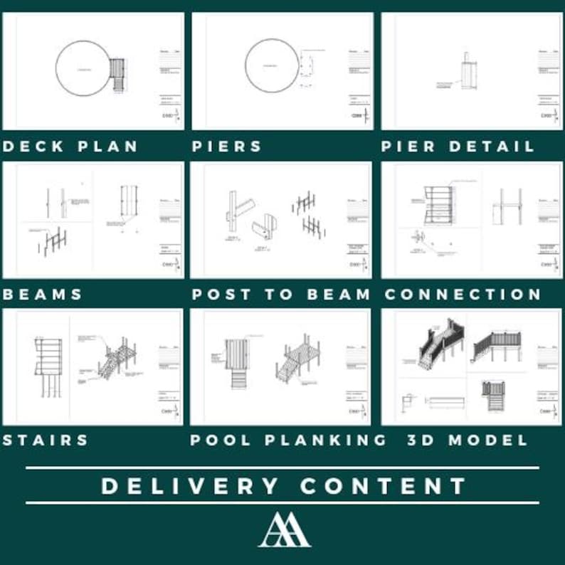 Customizable 12-12 Pool Deck 18 Round Pool Blueprint With Material List ...