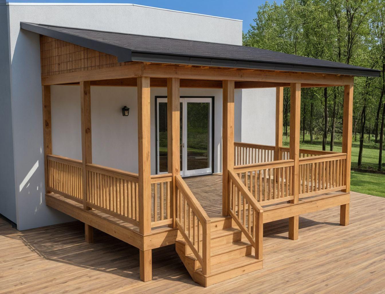 18x14 Porch Deck Plans With Material List | DIY Patio Blueprint | - Etsy