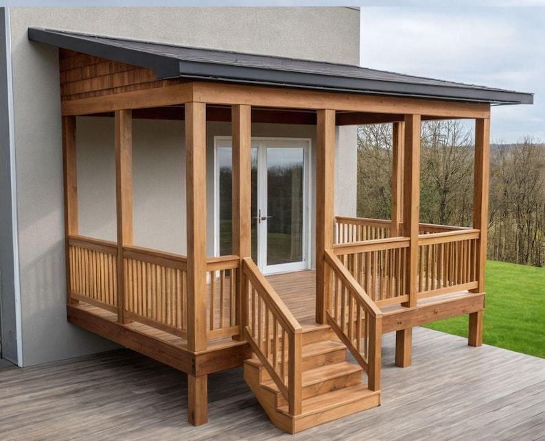 16x12 Porch Deck Plans With Material List | DIY Patio Blueprint | - Etsy