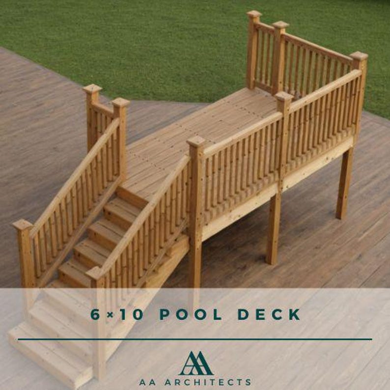 Customizable 6-10 Pool Deck Blueprint With Material List, Cost Estimate ...