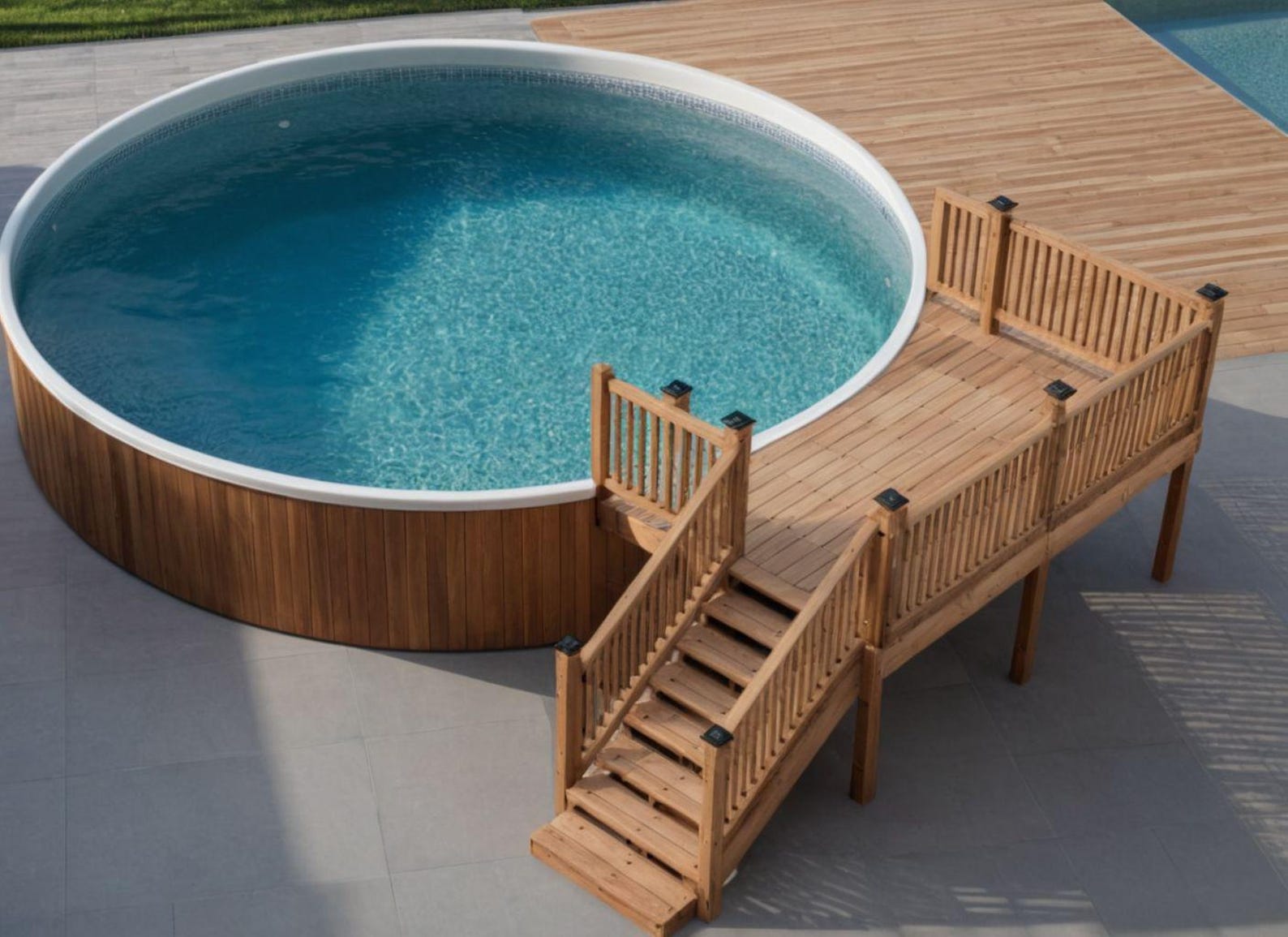 Customizable 8-12 Pool Deck 24 Round Pool Blueprint With Material List ...