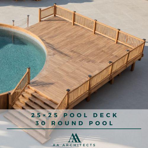 Customizable 25-25 Pool Deck 30 Round Pool Blueprint With Material List ...