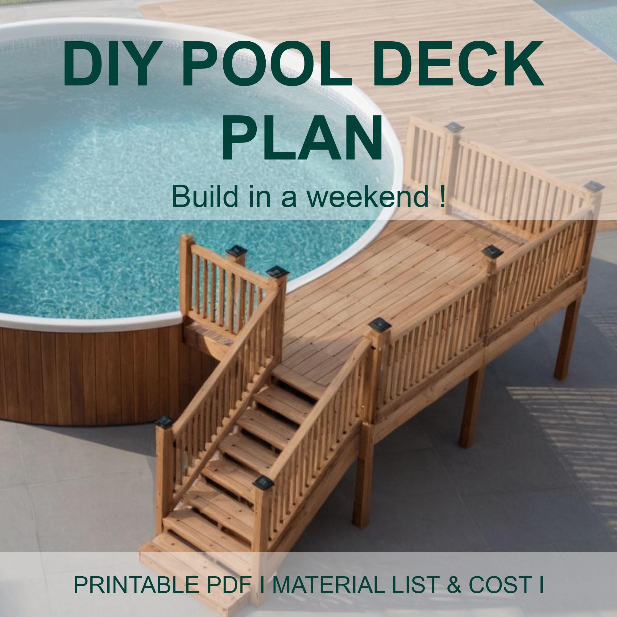 Customizable 8-12 Pool Deck 24 Round Pool Blueprint With Material List ...