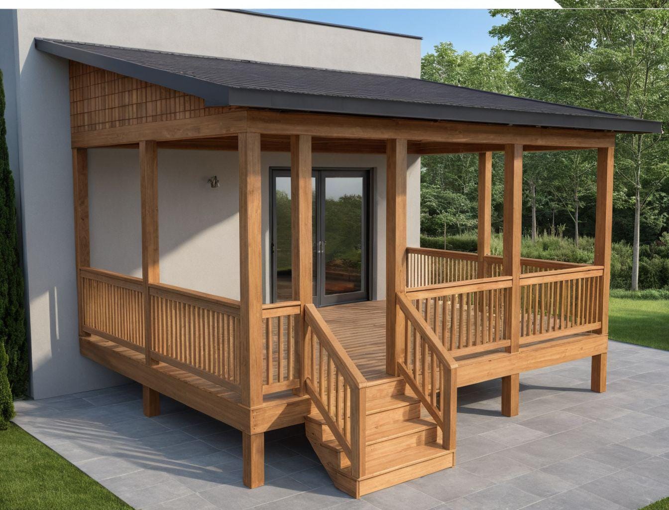 18x14 Porch Deck Plans With Material List | DIY Patio Blueprint | - Etsy