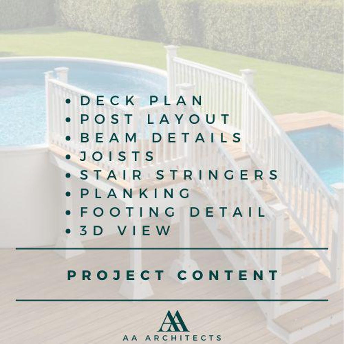 16x16 Pool Deck Plan for 21ft Round Pool, Customizable Blueprint (PDF ...