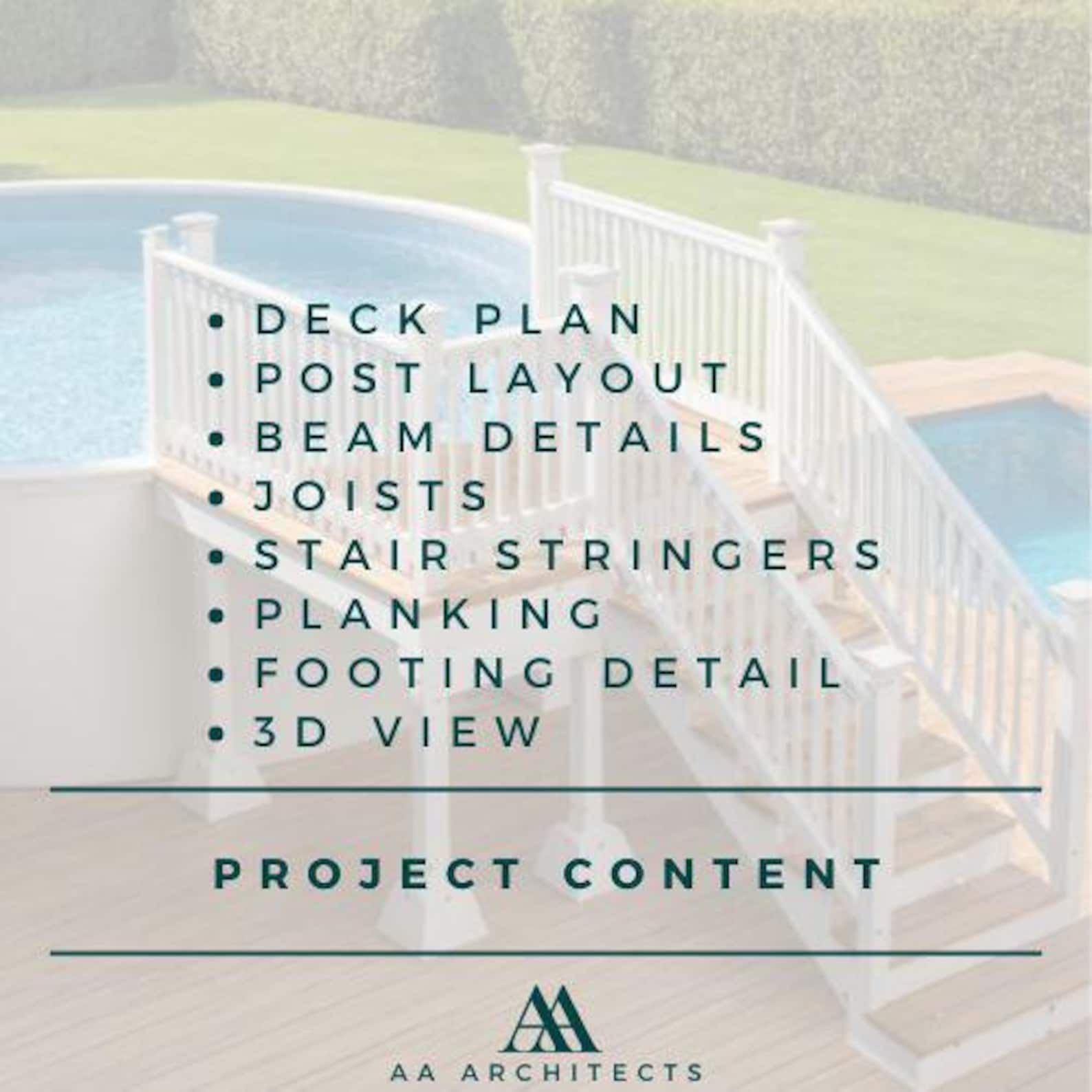 16x16 Pool Deck Plan for 21ft Round Pool, Customizable Blueprint (PDF ...