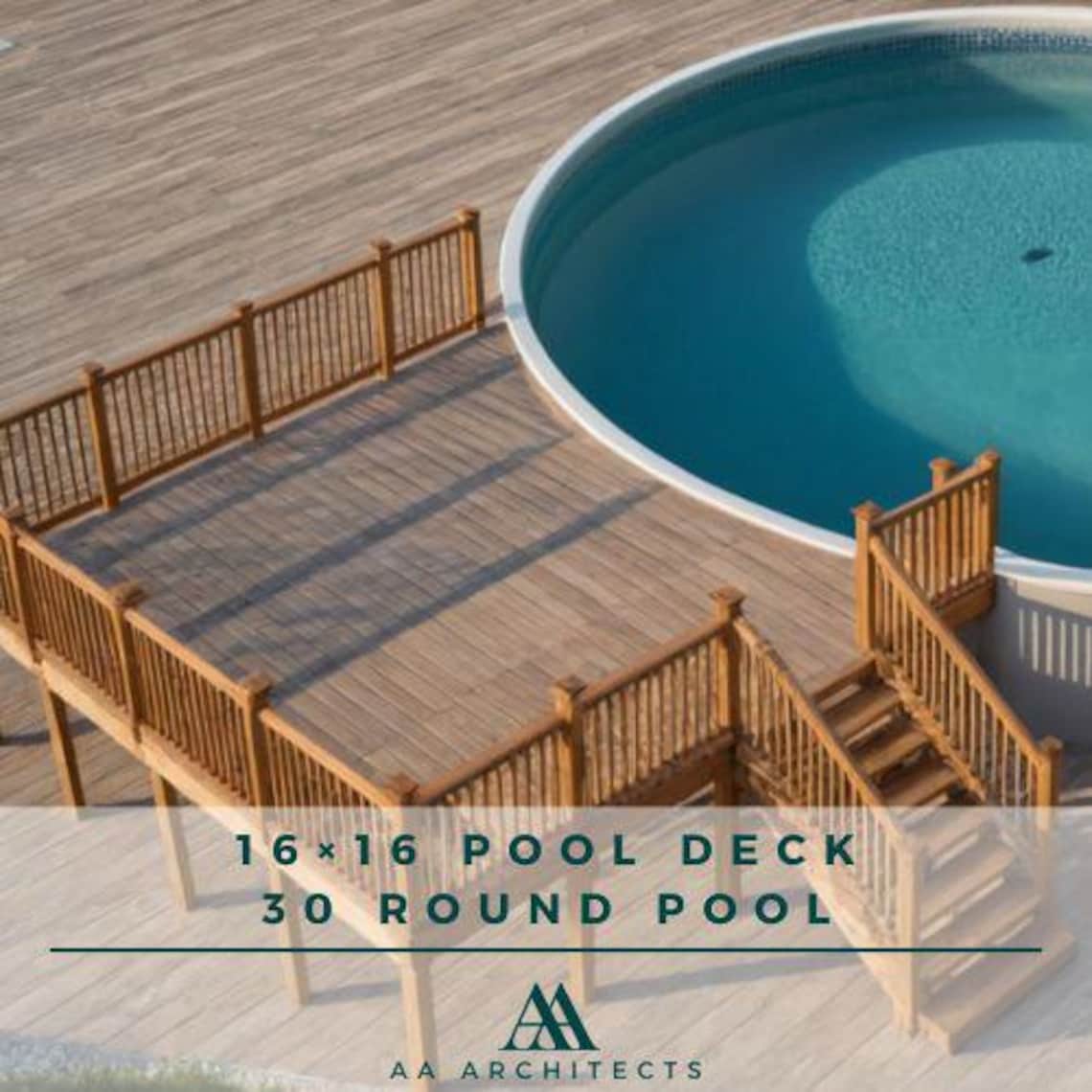 Customizable 16-16 Pool Deck 30 Round Pool Blueprint With Material List ...