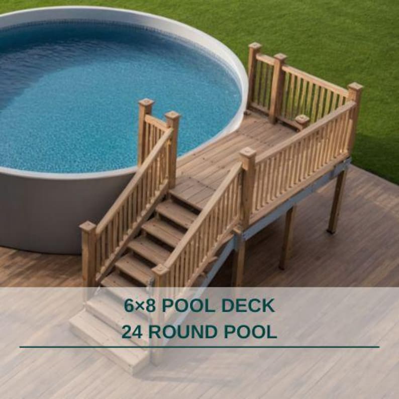 Customizable 6-8 Pool Deck 24 Round Pool Blueprint With Material List ...