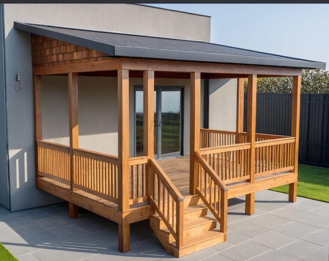 Premium 16'x10' Porch Deck Blueprints, Deck Plans: Expert Designs for ...