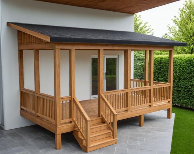 20x10 Porch Deck Plans With Material List | DIY Patio Blueprint | - Etsy