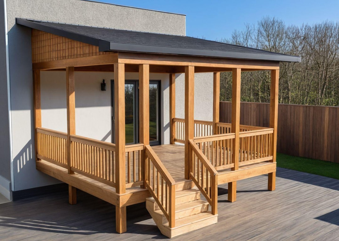 16x14 Porch Deck Plans With Material List | DIY Patio Blueprint | - Etsy