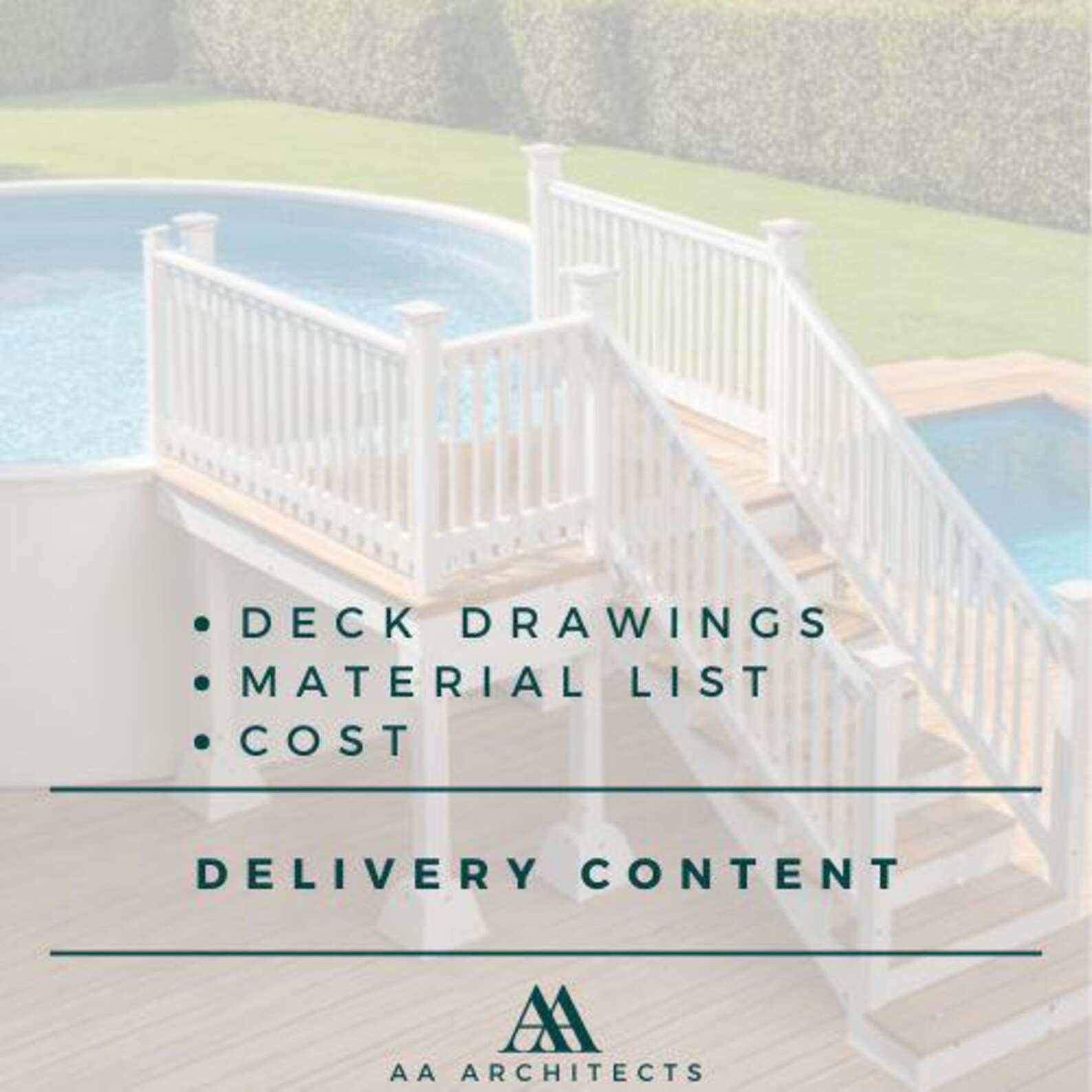 Customizable 8-12 Pool Deck 24 Round Pool Blueprint With Material List ...