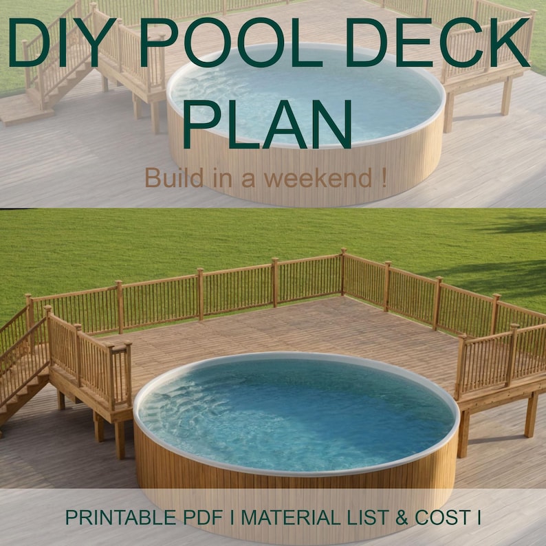 Customizable 25-30 Pool Deck 21 Round Pool Blueprint With Material List ...