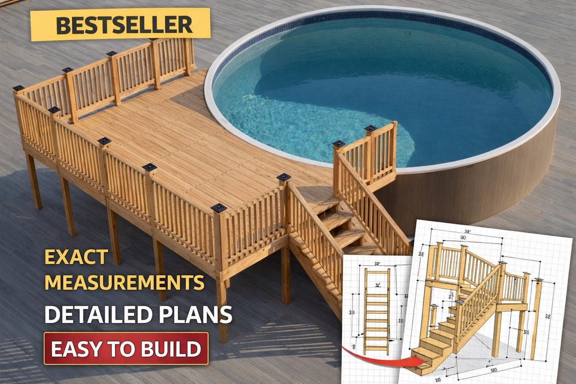 Customizable 12-16 Pool Deck 21 Round Pool Blueprint With Material List ...