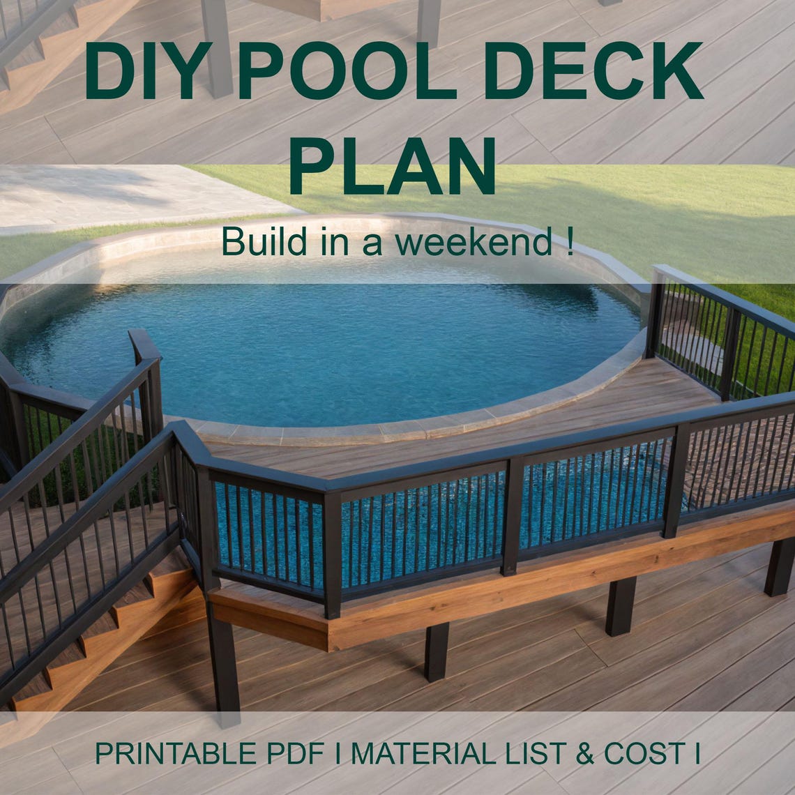 16' X 10' Pool Deck Plans | 24' Round Pool | 54" Height - Etsy