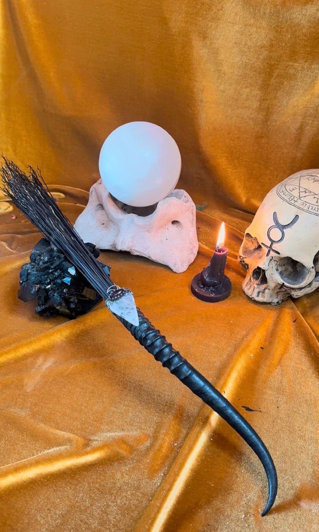 Altar Broom, Springbok, Antler, Quartz, Amethyst - Etsy