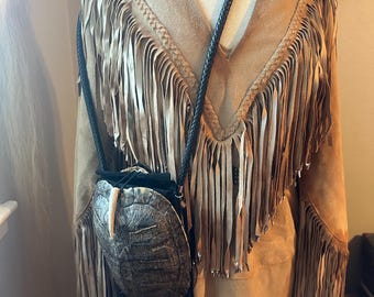 Beaded Turtle Shell Bag Brain Tan Buckskin Native American Made - Etsy