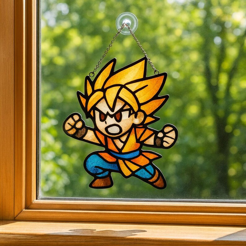 Dragon Ball Stained Glass Ornament – Super Saiyan Goku Suncatcher Anime ...