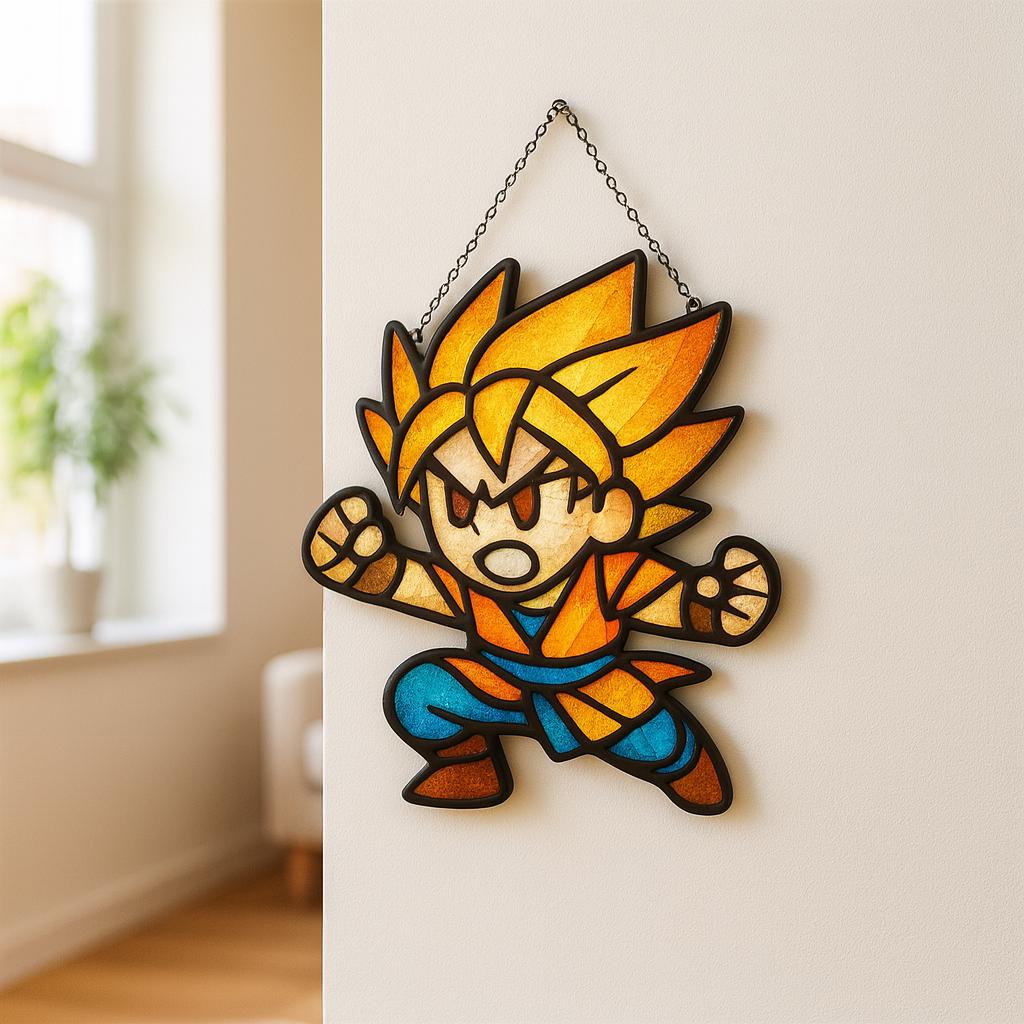 Dragon Ball Stained Glass Ornament – Super Saiyan Goku Suncatcher Anime ...