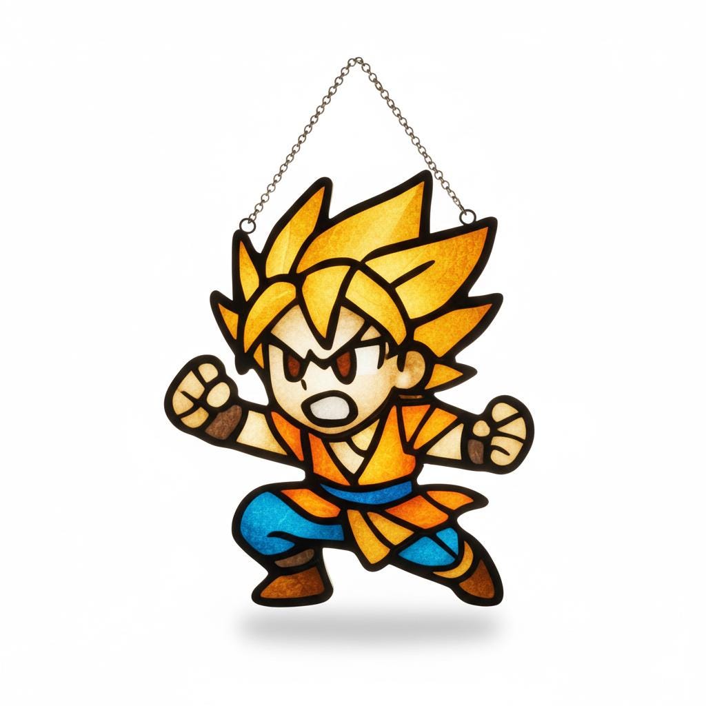 Dragon Ball Stained Glass Ornament – Super Saiyan Goku Suncatcher Anime ...