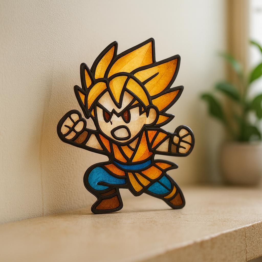 Dragon Ball Stained Glass Ornament – Super Saiyan Goku Suncatcher Anime ...