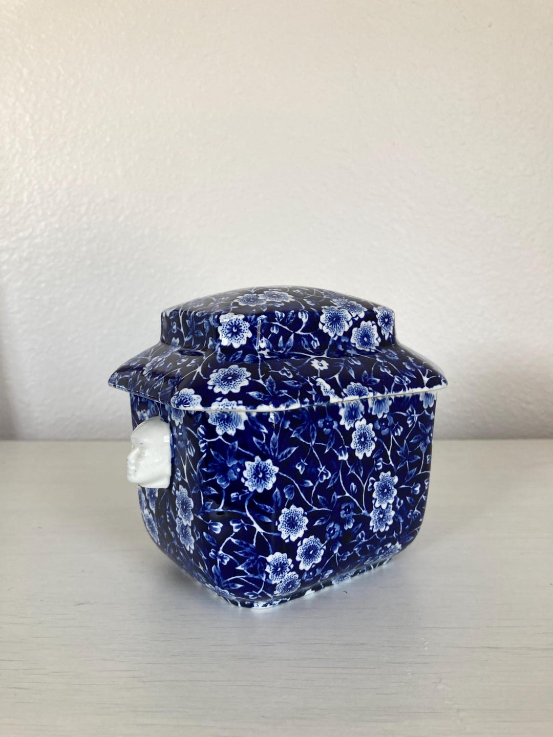Staffordshire Calico Chintz White and Blue Tea Caddy China | Made in ...