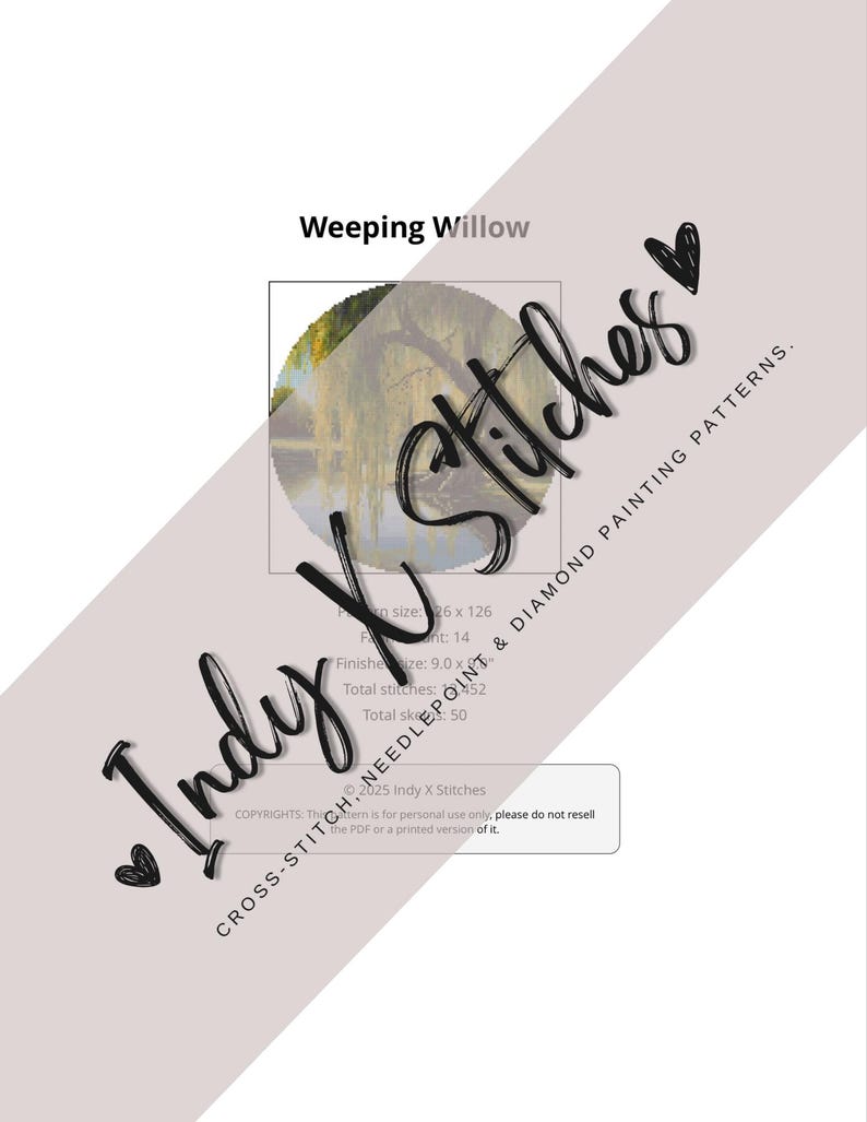 Weeping Willow Cross Stitch Pattern Instant PDF Download - Etsy