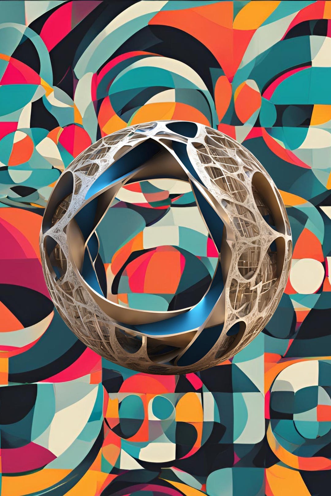 Impossible Sphere Poster - Modern Optical Illusion Wall Art for Home ...