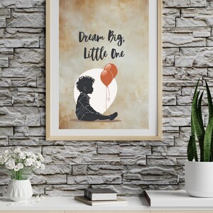 Dream Big Kids Poster - Inspirational Wall Art With Sitting Child ...