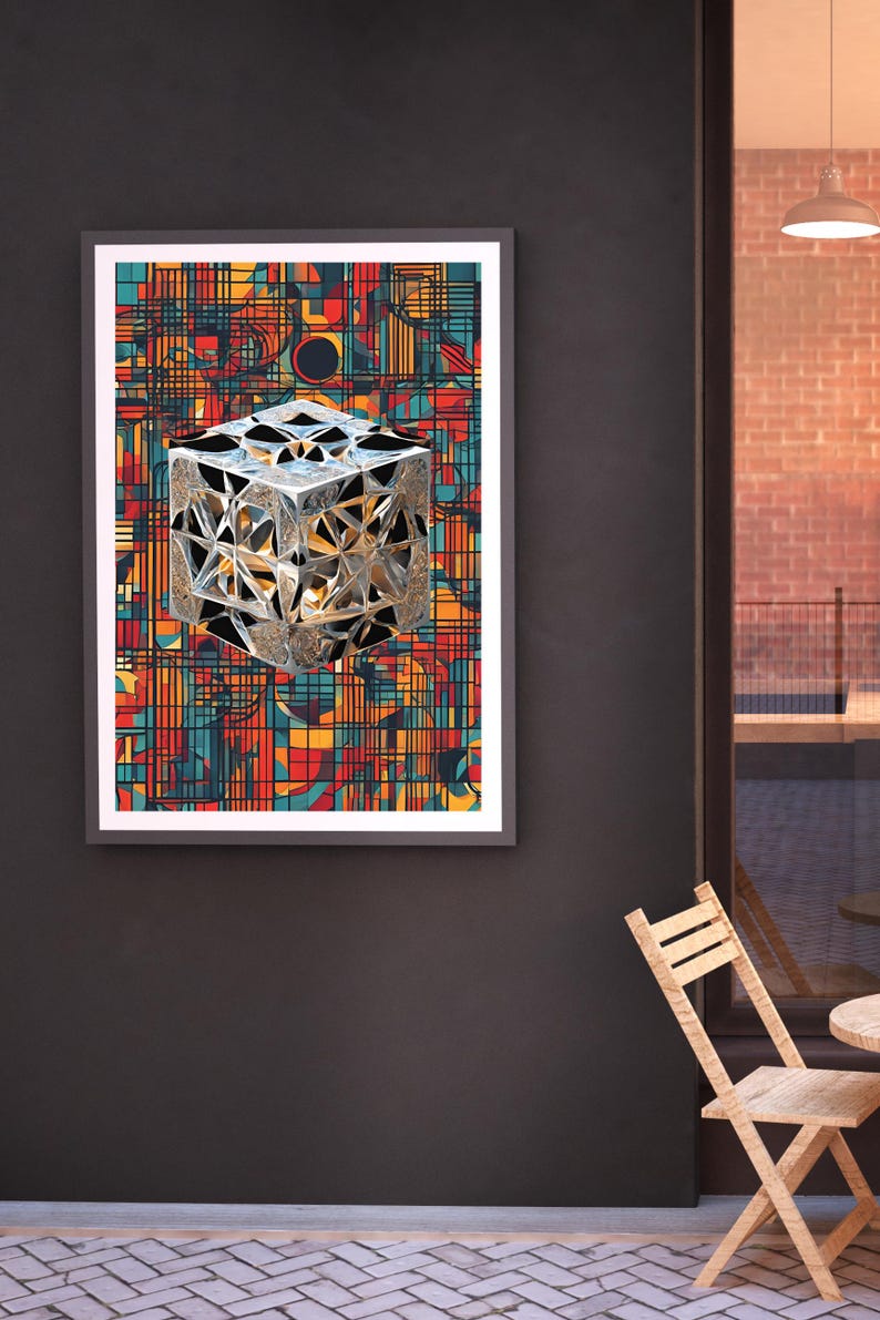 5D Cube Poster - Futuristic Geometric Wall Art for Modern Home, Office ...