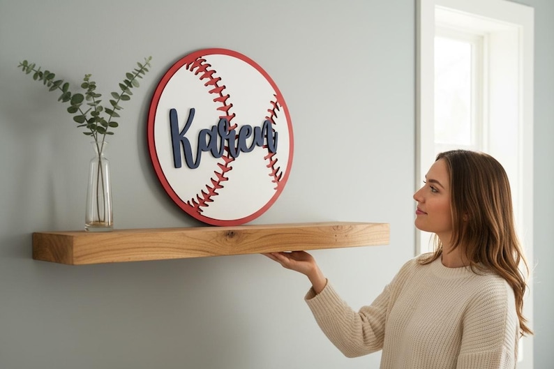 Baseball Nursery Name Sign | Custom Multi-layered Sports Themed Wall ...