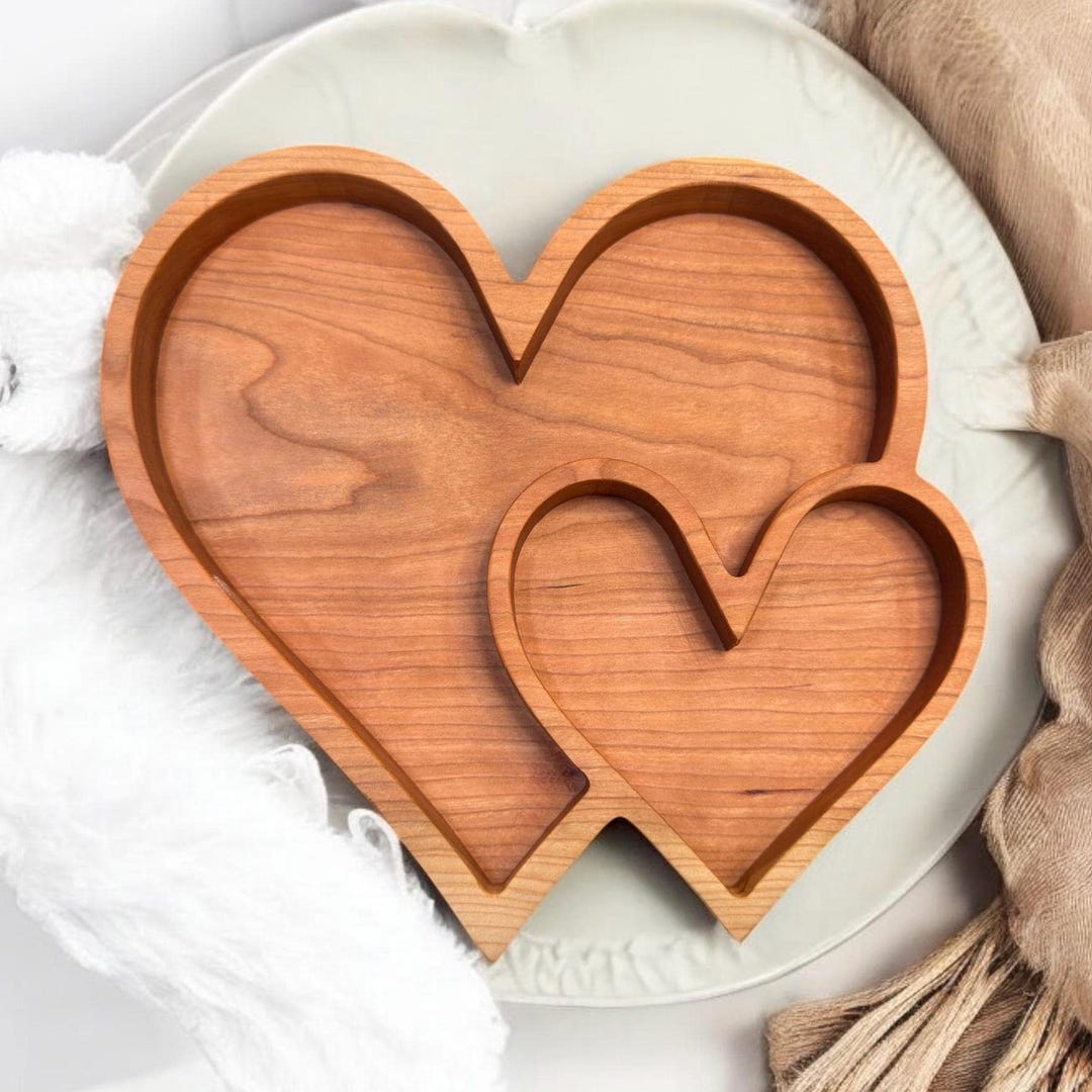 Charcuterie Double Heart Snack Tray - Etsy
