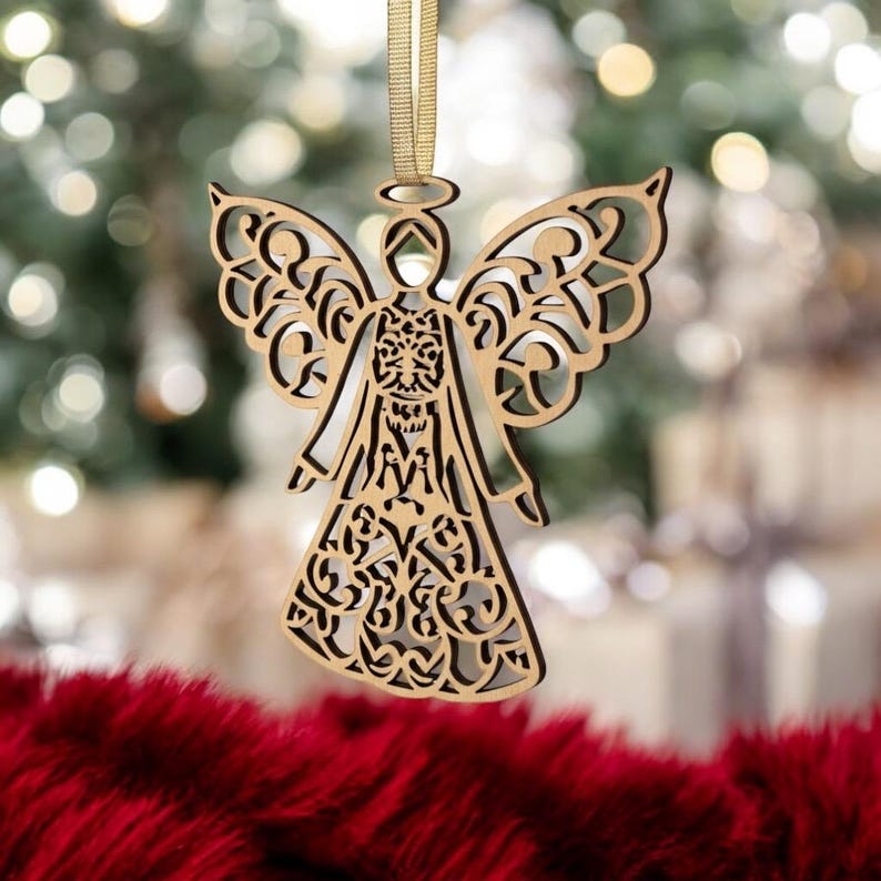 Laser Cut Birch Wood Angel Ornament Set: Rustic Christmas Decor - Etsy