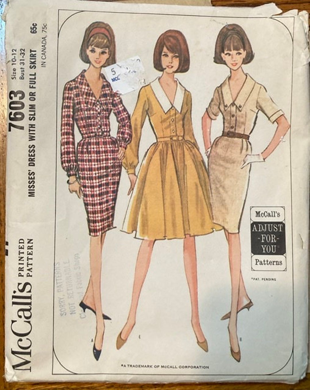 Mccalls Vintage 1965 Dress Pattern - Etsy