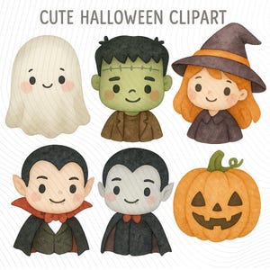 Kawaii Halloween Clipart Set | Ghost, Witch, Vampire (digital Download ...