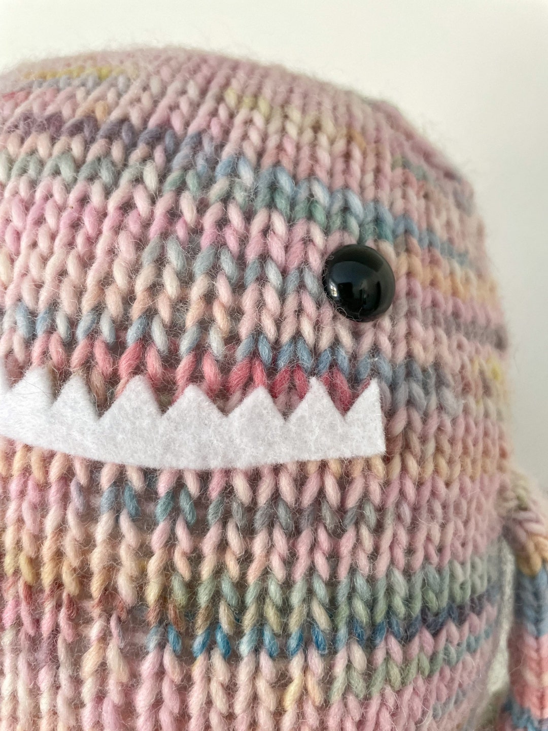 Evelyn Monster // Pink Rainbow Speckle Stuffed Monster Toy // Hand Knit ...
