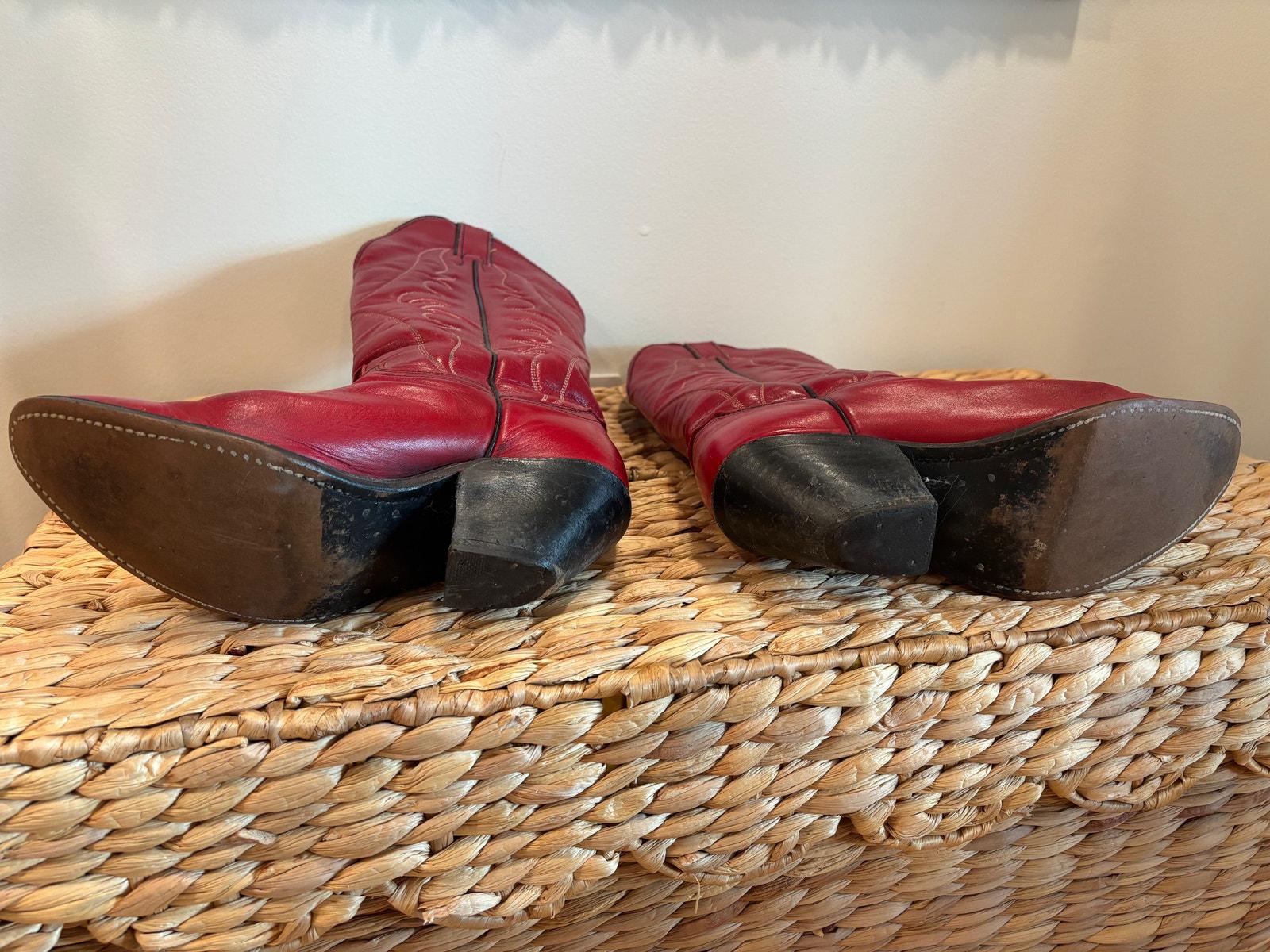 Vintage Leather Vamps Red Cowboy Boots Size 6 - Etsy