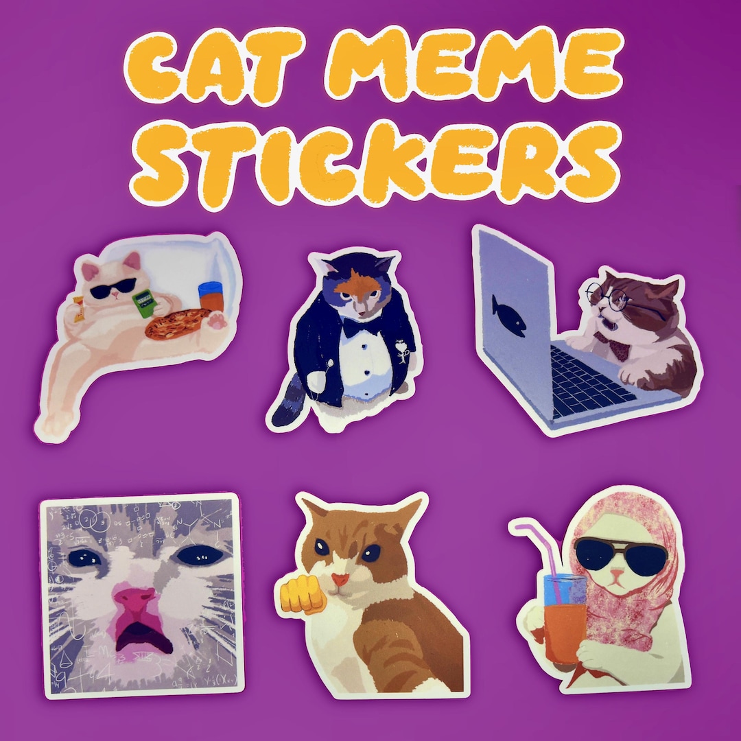 Funny Cat Meme Vinyl Stickers for Water Bottles, Notebooks, Laptops ...