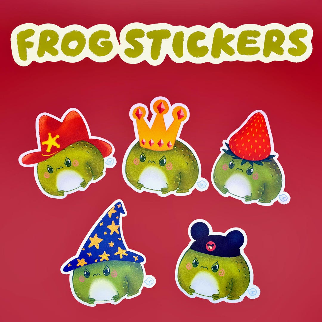 Cute Frog Vinyl Stickers for Waterbottles, Laptops, Notebooks, and ...