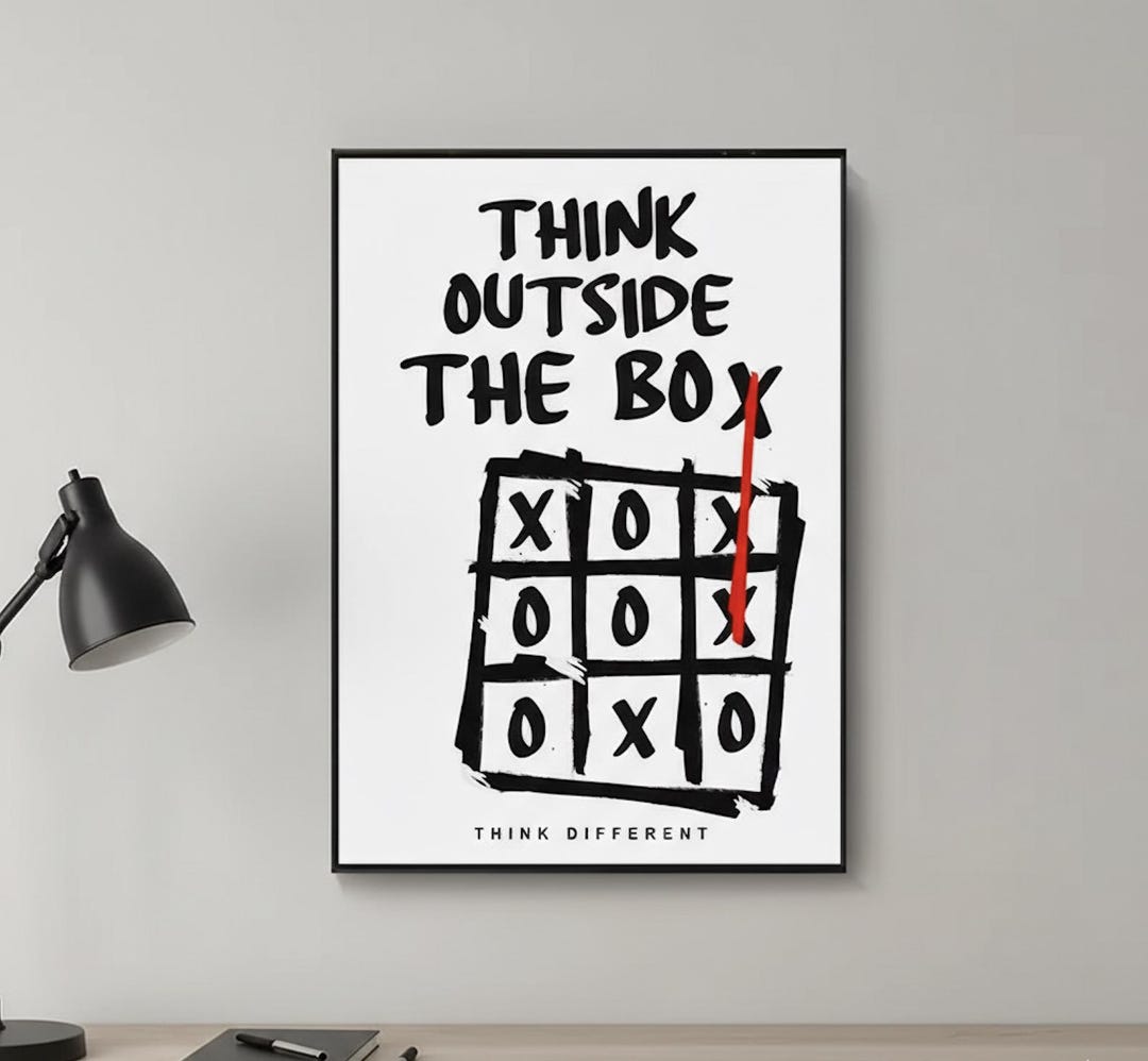 Think Outside the Box Wall Art Poster, Tic Tac Toe Poster, Motivational ...
