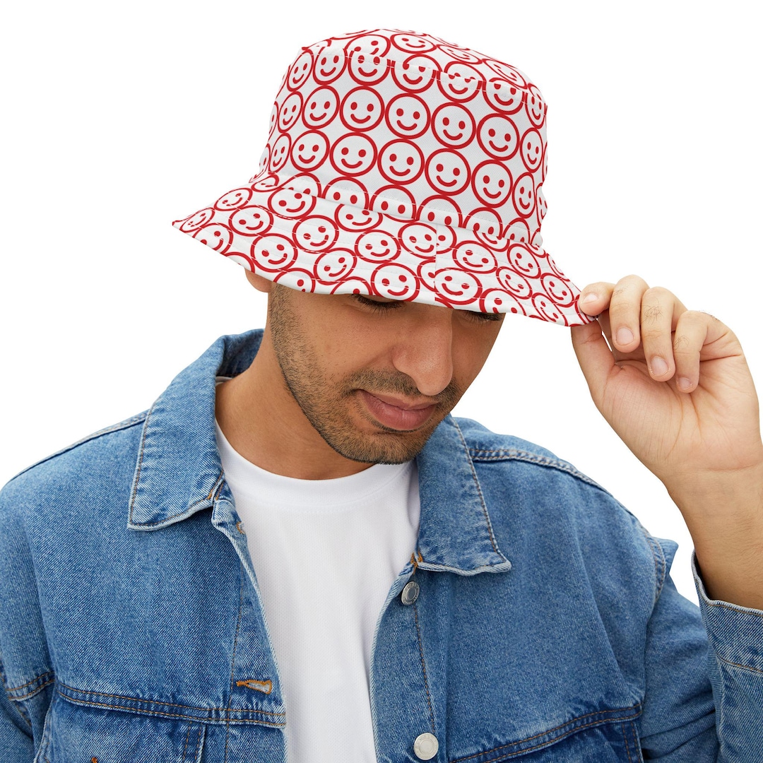 Cheerful Smiley Face Bucket Hat, Fun Summer Accessory, Perfect for ...