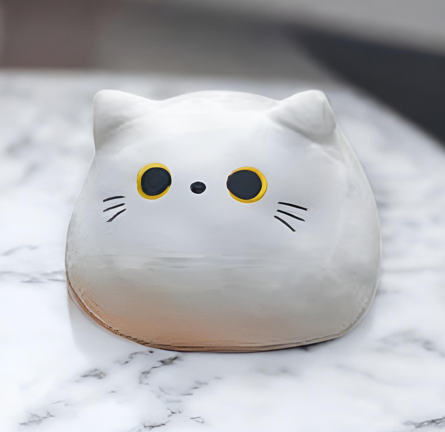 Soft White Cuddly Kitten Plush – Round Stuffed Cat Pillow – Adorable ...