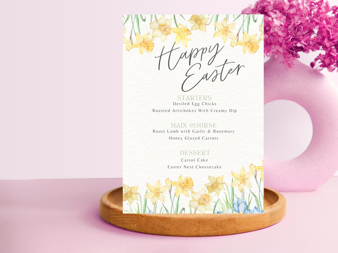 Editable Easter Menu Template | Printable Easter Dinner Menu | Instant ...