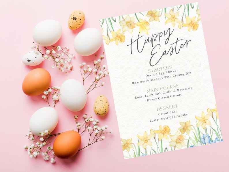 Editable Easter Menu Template | Printable Easter Dinner Menu | Instant ...