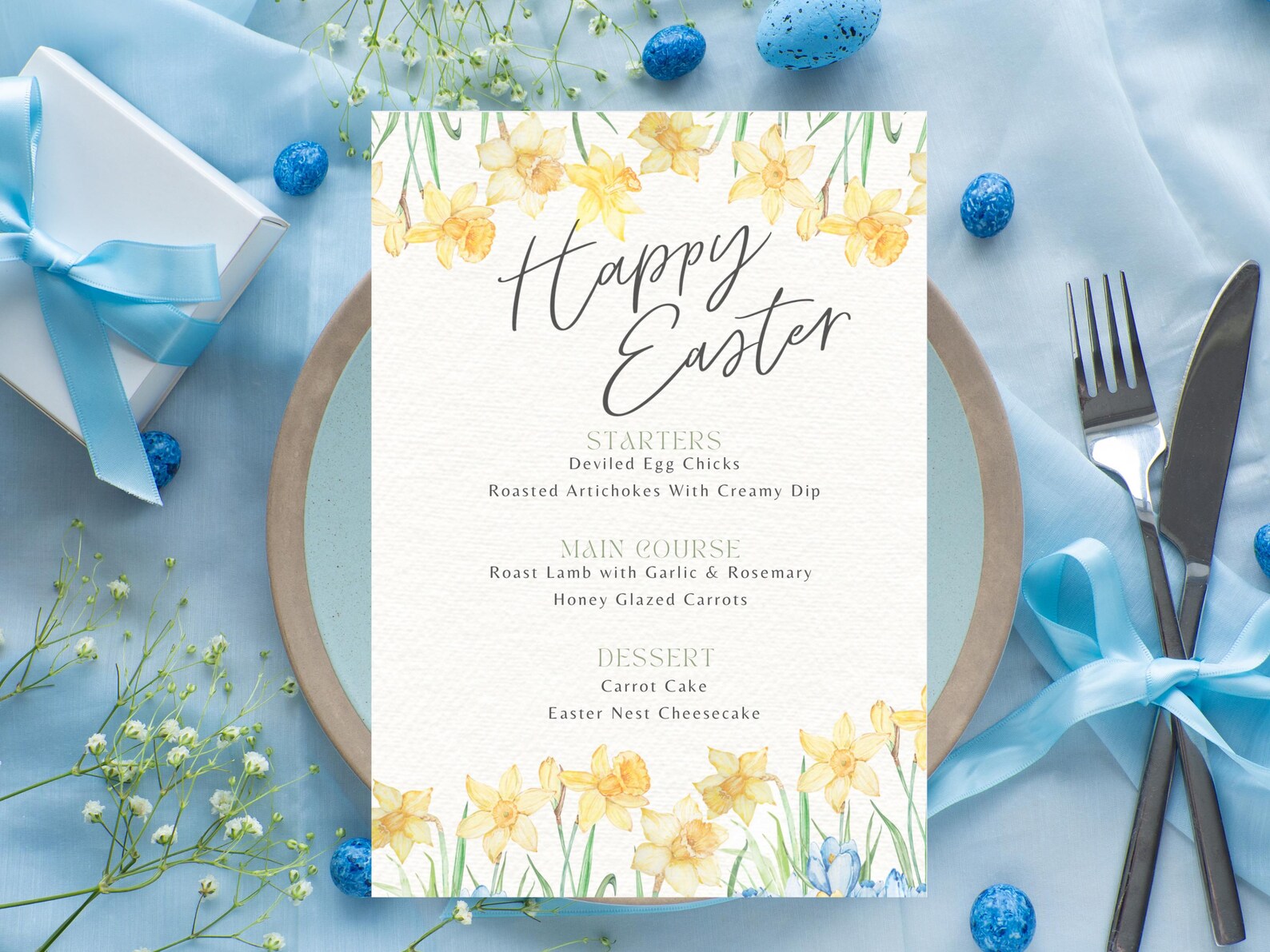 Editable Easter Menu Template | Printable Easter Dinner Menu | Instant ...