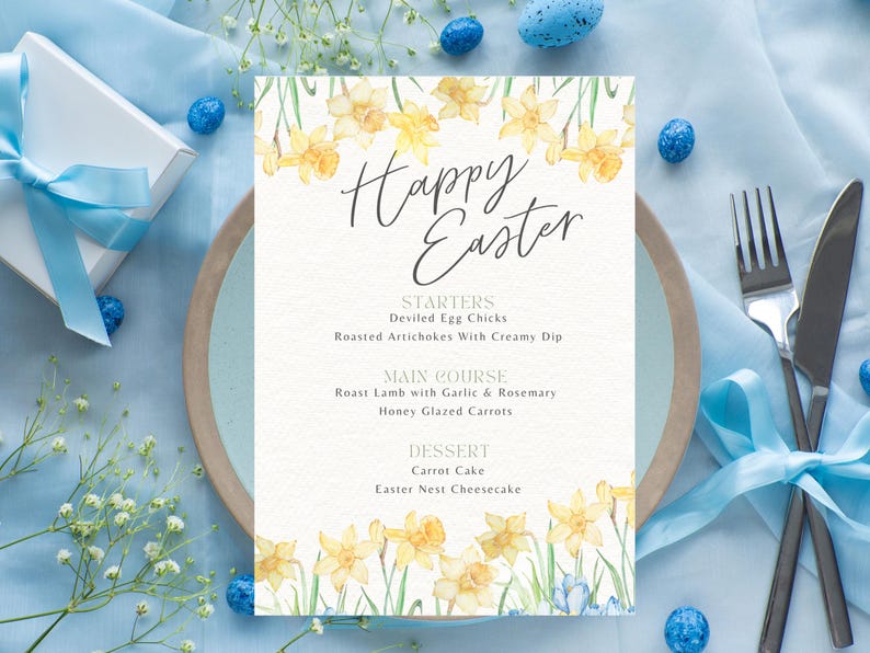 Editable Easter Menu Template | Printable Easter Dinner Menu | Instant ...