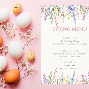 Spring Menu Template | Floral Easter Dinner Menu | Printable & Editable ...