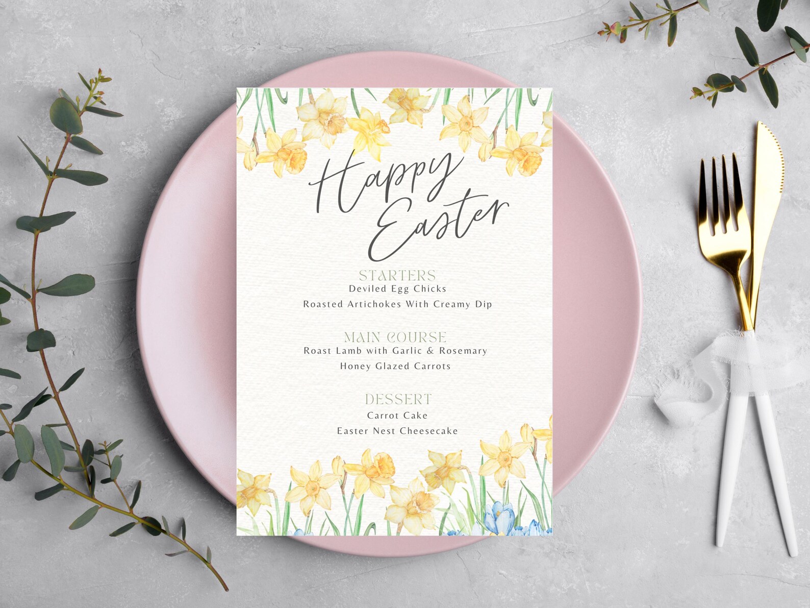 Editable Easter Menu Template | Printable Easter Dinner Menu | Instant ...