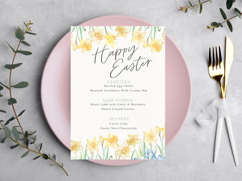 Editable Easter Menu Template | Printable Easter Dinner Menu | Instant ...