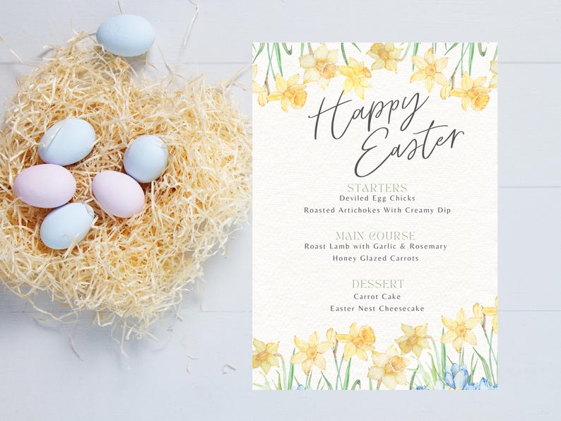 Editable Easter Menu Template | Printable Easter Dinner Menu | Instant ...